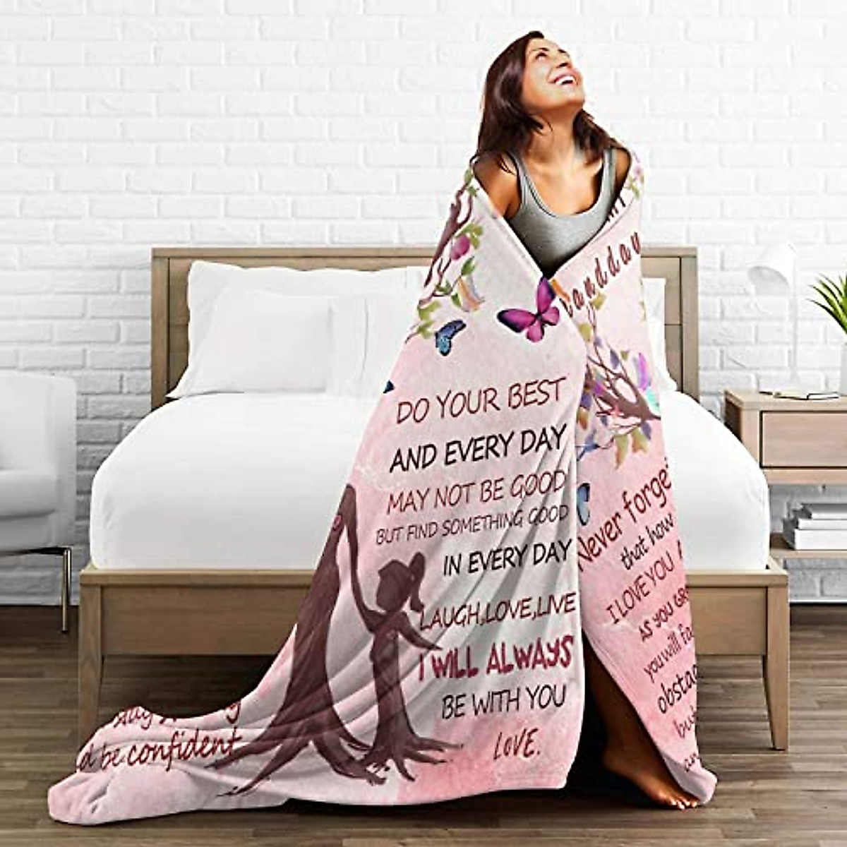 Birthday Gifts for Granddaughter,Granddaughter Birthday Gifts from Grandma,Granddaughter Blanket Gifts for Christmas Birthday Wedding Anniversary Graduation Valentine for My Granddaughter 50"x60"