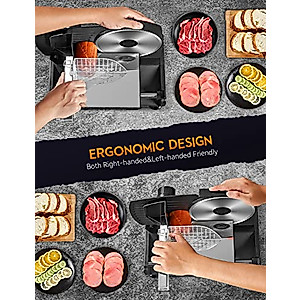 MIDONE Meat Slicer 200W Electric Deli Food Slicer with Two Removable 7.5’’ Stainless Steel Blade, Adjustable Thickness for Home Use, Child Lock Protection, Black