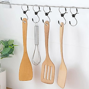 Waitkey 8 Pcs S Hooks for Hanging with Anti-Fall Design, 3.5 inch Anti Drop Heavy Duty S Shaped Hook Kitchen Pot Rack Hooks Closet Hooks for Kitchenware Clothes Bags Towels Plants (Black)