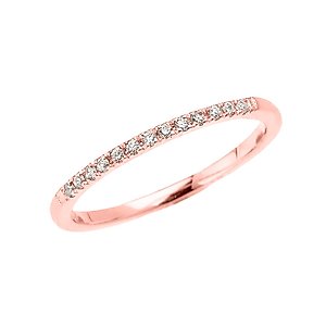 14k Rose Gold Dainty Diamond Stackable Ring(Size 9)