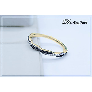 Dazzlingrock Collection 0.25 Cttw Round Black & White Diamond Swirl Stackable Ring for Women in 10K Solid Yellow Gold, Size 6.5