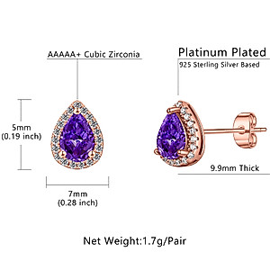 Gorgeous 0.8CT Birthstone Stud Earrings for Women, S925 Sterling Silver Pear Cut Natural Birthstone Earrings Multicolor Birthstone Stud Earrings for Women Mom Anniversary Birthday Gifts, Sterling