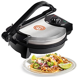 MasterChef Electric Tortilla Maker- Homemade Flatbread, Pitas, Tortillas- Heavy Duty, Non-stick Cooker Easier than Tortilla Press