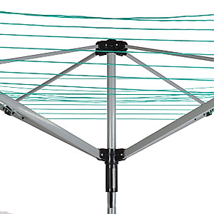ISXACFF Rotary Outdoor Umbrella Drying Rack Umbrella Clothesline Rotary Dryers Clothes Line 4 Arms Height Adjustable Foldable Retracting 12 Lines with 165ft Clothesline