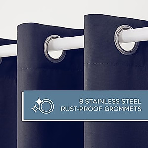 Exclusive Home Cabana Solid Indoor/Outdoor Light Filtering Grommet Top Curtain Panel Pair, 54"x63", Navy