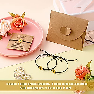 Hicarer Promise Bracelets, Back to School Friendship Bracelets Distance Matching Charm Set for Friends Women Valentine's Day Gift(Sunflower Style)