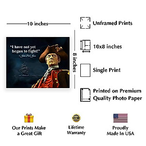 I Have Not Yet Begun to Fight - Military Wall Art, This Vintage US Navy Wall Art Print Is A Captain John Paul Jones Quote For American Military Decor, Home Decor, Garage Decor. Unframed - 8 x 10