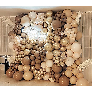 Brown Balloon Garland Kit, JOGAMS 129 Pack Neutral Balloon Arch, 5/10/18 Inch Brown Nude Balloons for Baby Shower Bridal Shower Birthday Decorations Neutral Theme Party Decorations