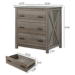 LTMEUTY Wooden Bedroom Set - 3 Pieces Dresser and Night Stands with Drawers, Bedroom Storage Chest of Drawers, Farmhouse Style Bedroom Furniture, Grey
