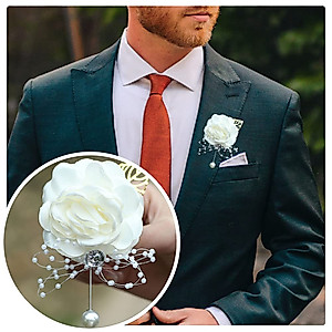 XAN Bridesmaid Wrist Flower Corsage Bride Silk Wrist Flower, with Artificial Pearl Bead Elastic Bracelet Wristband Gold Leaf, Used for Wedding Ball Hand Flower Decoration (Burgundy Combination)