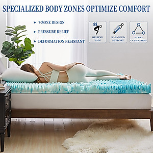 DQZ 4 Inch Queen Mattress Topper 7-Zone Memory Foam Mattress Topper - High Density Cooling Pad - Upgraded Ergonomics Memory Foam Mattress - Soft Bed Topper - CertiPUR-US and Oeko-TEX Certification