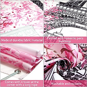 Tatuo Paris Eiffel Tower Backdrop Pink Eiffel Tower Background Banner 70.9 x 35.4 Inch Paris Pink Tree Wall Hanging Decor for Girls Bedroom Living Room Photograph Party Decoration