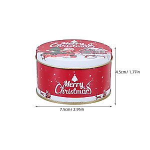 DOITOOL 12 Pcs Christmas Cookie Tin with Lids,Round Metal Cookie Box Christmas Candy Jars,Festive Cookie Containers Xmas Tin Box,Christmas Tinplate with Lids for Storing Candies Biscuits Treat