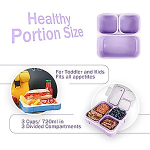 Puraville Detachable Bento Lunch Box for Baby, Kids and Adults, 720ml Ideal Portion Sizes, BPA-Free, Leak Proof Lunch Box, Snack Containers, Microwavable Dishwasher Safe - Lilac