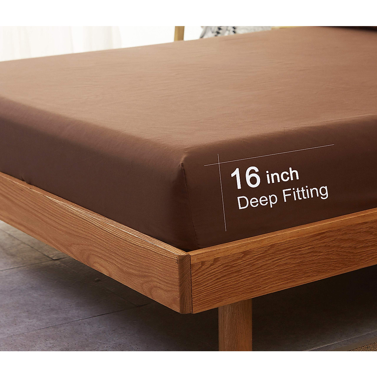 SONORO KATE Bed Sheet Set Super Soft Microfiber 1800 Thread Count Luxury Egyptian Sheets 18-Inch Deep Pocket Wrinkle-4 Piece(Full XL Brown)