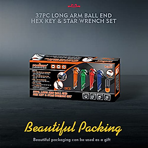 HORUSDY Hex Key Allen Wrench Set, SAE & Metric Star Long Arm Ball End Hex Key Set, Industrial Grade Allen Wrench Set