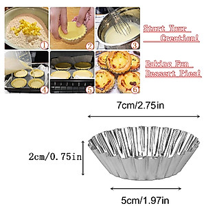 Xstronq Egg Tart Molds 32Pack Tart Pan 2.75inch, Mini Tart Tins Aluminium Mini Tart Pans for Baking (32Pack-2.75inch)