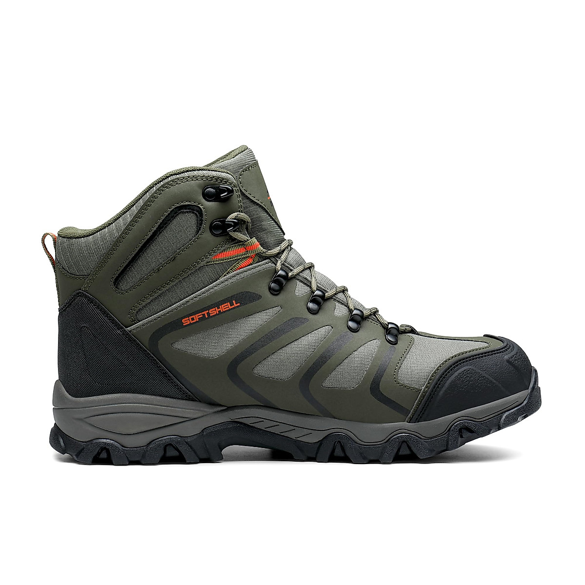 NORTIV 8 Men's Hiking Boots Waterproof Work Outdoor Trekking Backpacking Mountaineering Lightweight Trails Shoes Size 11 M US Army/Green/Black/Orange 160448_M Armadillo