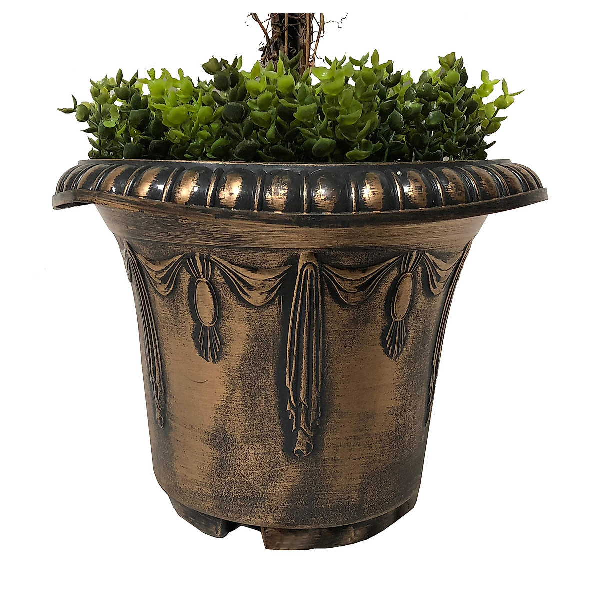 AMERIQUE Gorgeous 5 Feet Dense Triple Ball-Shaped Boxwood Topiary Artificial Tree Silk Plant, with Decorative Pot, Feel Real Technology, Super Quality, Green