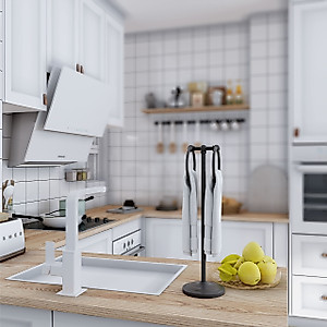 BGL Hand Towel Holder Stand for Bathroom, Hand Towel Stand for Bathroom Counter, Free Standing Towel Racks for Bathroom with Weighted Wood Base,19" High-Oil Rubbed Bronze