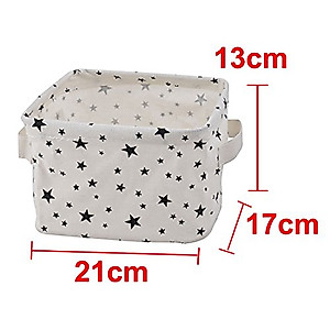 uxcell Fabric Star Pattern Household Desktop Makeup Sundries Storage Box Basket Closet