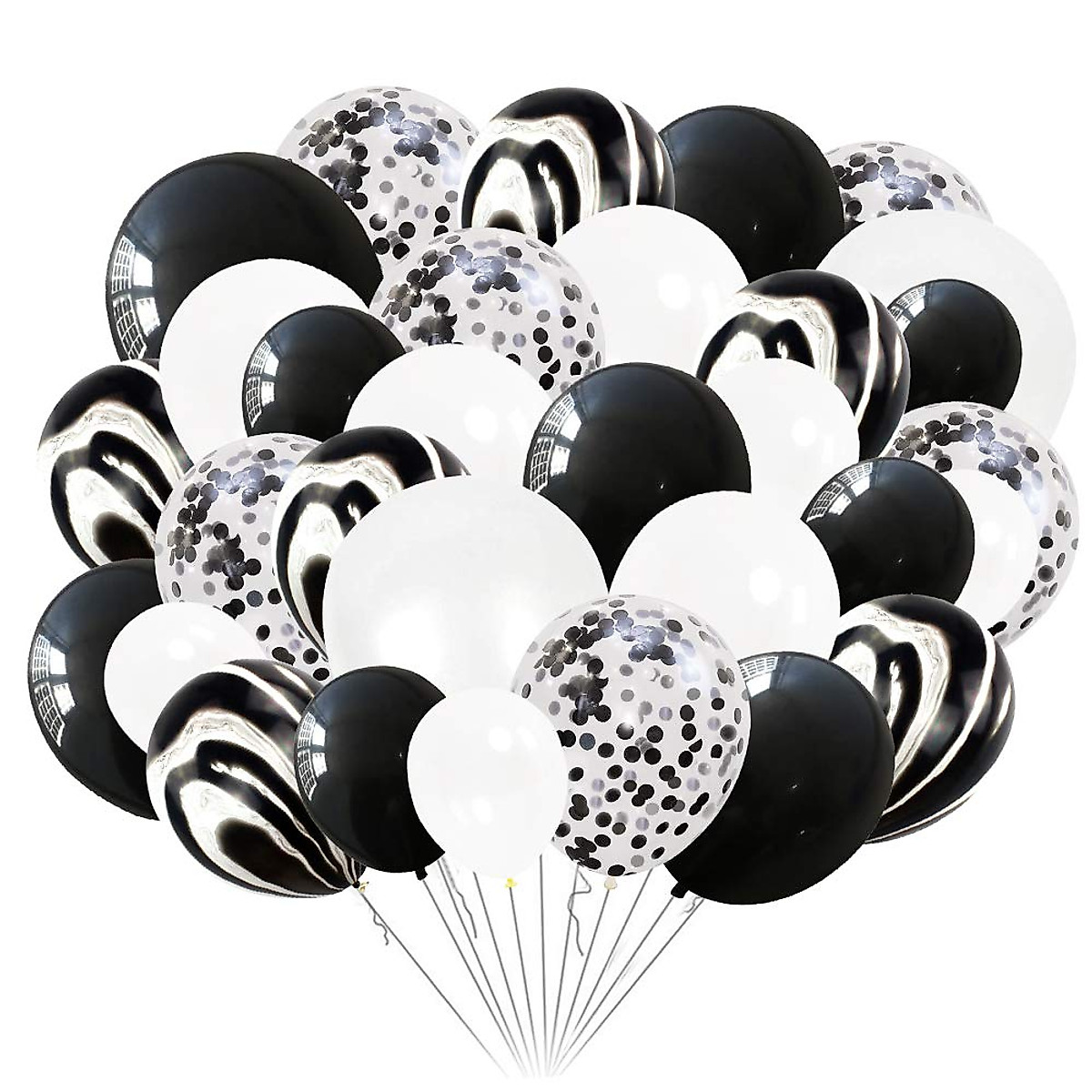 Elecrainbow 120 Pieces White & Black Balloon Arch Garland Kit for Birthday, Graduation, Anniversary, 100 Dots and Balloon Strip Included