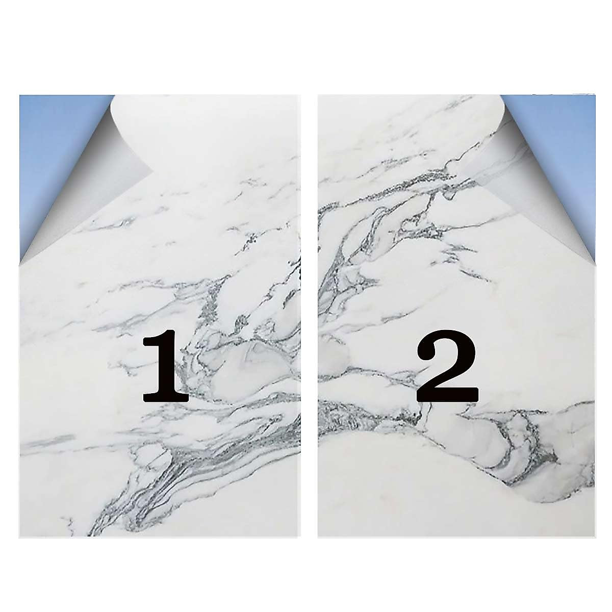 White Blue Window Film Privacy Window Film,Kitchen Decoration for Bathroom Kids Room Sliding Door, Antique Marble Textured Frosted Glass Film 23.6Wx35.4L-inch x2 Pcs