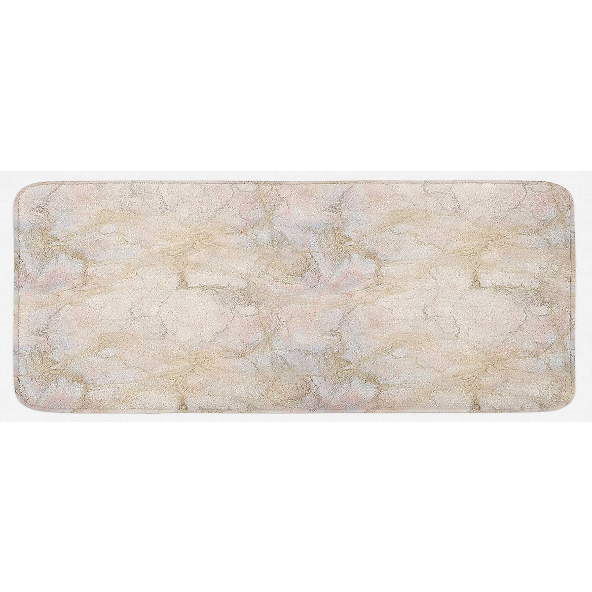 Ambesonne Marble Kitchen Mat, Pastel Colored Stone Background Crack Patterns Architecture and Building Material, Plush Decorative Kitchen Mat with Non Slip Backing, 47" X 19", Beige