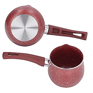Lightweight Nonstick Milk Pan, Mini Milk Coffee Pot Nonstick Sauce Pan for Coffee Butter Chocolate 10cm Tea SetsTeapots and Coffee Servers(Red)