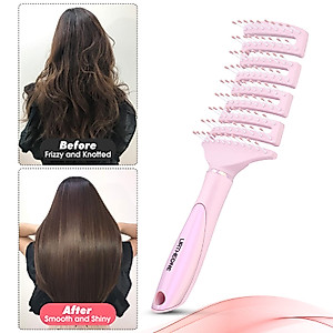 Hair Brush,Curved Vented Detangling Hair Brushes for Women Men Wet or Dry Hair,Faster Blow Drying Styling Professional Paddle Vent detangler brush for Curly Thick Wavy Thin Fine Long Short Hair (Pink)