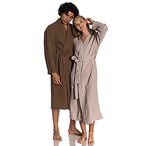 ORMES Muslin Unisex Bathrobe Women & Men, Turkish 100% Cotton Kimono Lightweight Robe | Long Robes Soft, Absorbent, Spa robes
