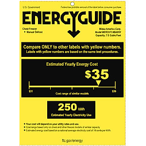 Midea MERC07C4BAWW 7.0 Cubic Feet Chest Freezer Cu.ft-Convertible, White