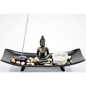 Tabletop Thai Buddha Zen Garden Rock Candle Holder Home Decor Relaxing Tranquility Gift