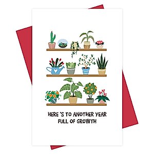 Happy Birthday Card, Plant Card, Here is to Another Year Full Of Growth, Plant Lover Birthday