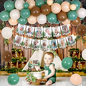 One Happy Camper Birthday Decorations for Kids Green Balloon Garland One Happy Camper Photo Banner Cake Topper 1st Forest Camping Birthday Backdrop Adventure Let’s Go Camping Party 1st Supplies