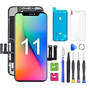 YOXINTA for iPhone 11 Screen Replacement 6.1 inch LCD Display 3D Touch Screen Digitizer Frame with Adhesive, Screen Protector, Repair Tools Compatible with Model A2111, A2223, A2221