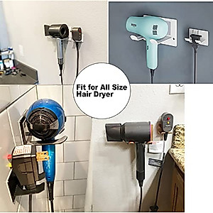 XIGOO Adhesive Hair Dryer Holder - Stick on Wall or Wall Mount Bathroom Hair Blow Dryer Rack Organizer Compatible with Dyson Supersonic Hair Dryers (Gold)