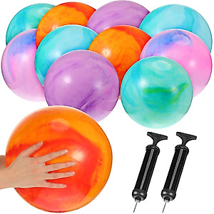 Jerify 18 Inch Fun Bouncy Balls 15 Pcs Rubber Inflatable Kick Ball Bouncing Sensory Balls with Hand Air Pump for Park Backyard Beach Indoor Outdoor Games Party Favors