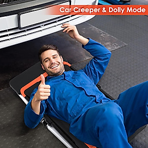 TLGREEN Multifunctional Folding Work Table, 7 in 1 Work Benches for Garage, as Portable Workbench, Sawhorse, Scaffold, Platform, Car Creeper, Dolly and Hand Truck, with 4 Wheels