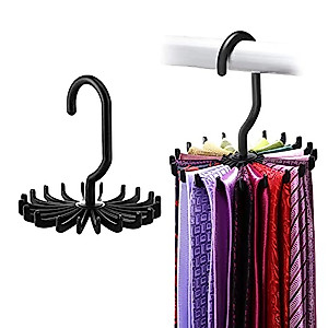 2Pack Circular Tie Hanger Updated Twirl Tie Rack Adjustable Twirl Tie Rack Tie Belt, Multipurpose Organizer for Closet Storage