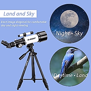 SVBONY SV501P Telescope for Kids Beginners Adults, Astronomical Refracting Telescope for Gift Moon Planets, 70mm Aperture 400mm AZ Mount, Astronomical Telescope, with Tripod and Backpack