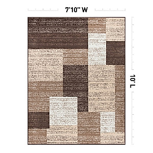 Rugshop Contemporary Distressed Boxes Soft Area Rug 5' x 7' Brown