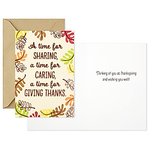 Hallmark Thanksgiving Cards Assortment, Sending Thankful Thoughts (6 Cards with Envelopes)