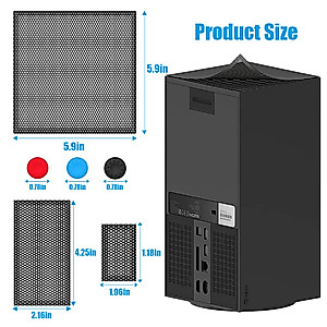 XYGCACO Dust Filter for Xbox Series X Console, Top Case Vent Dust Proof Filter Cover, Include 6pcs Thump Grip Caps 3 Packs