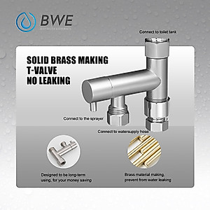BWE Handheld Bidet Sprayer for Toilet,Adjustable Water Pressure Bidet Toilet Attachment,All Brass Cloth Diaper Toilet Bidet Jet Sprayer,with Bidet Hose for Feminine Wash or Baby Wash,Brushed Nickel