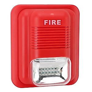 Audible and Visual Fire Alarm Device, Plastic Sound and Light Fire Alarm Warning Strobe Siren Alert Security System for Residential Buildings