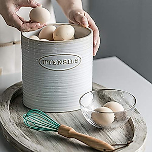 YHOSSEUN Porcelain Utensil Holder Basic Ceramic Kitchen Utensil Crock, Vintage Style, Oval