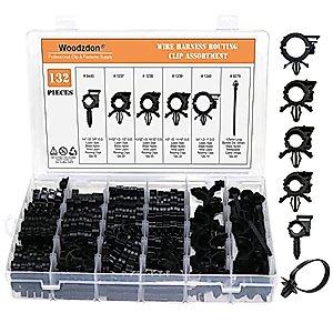 Woodzdon 132 Pcs Car Wire Loom Routing Clip Wiring Harness Assortment Kit for GM for Honda 6 Sizes Fits 1/4 to 3/4 inch Loom Automotive Convoluted Conduit for Chevrolet for GMC for Buick for Cadillac