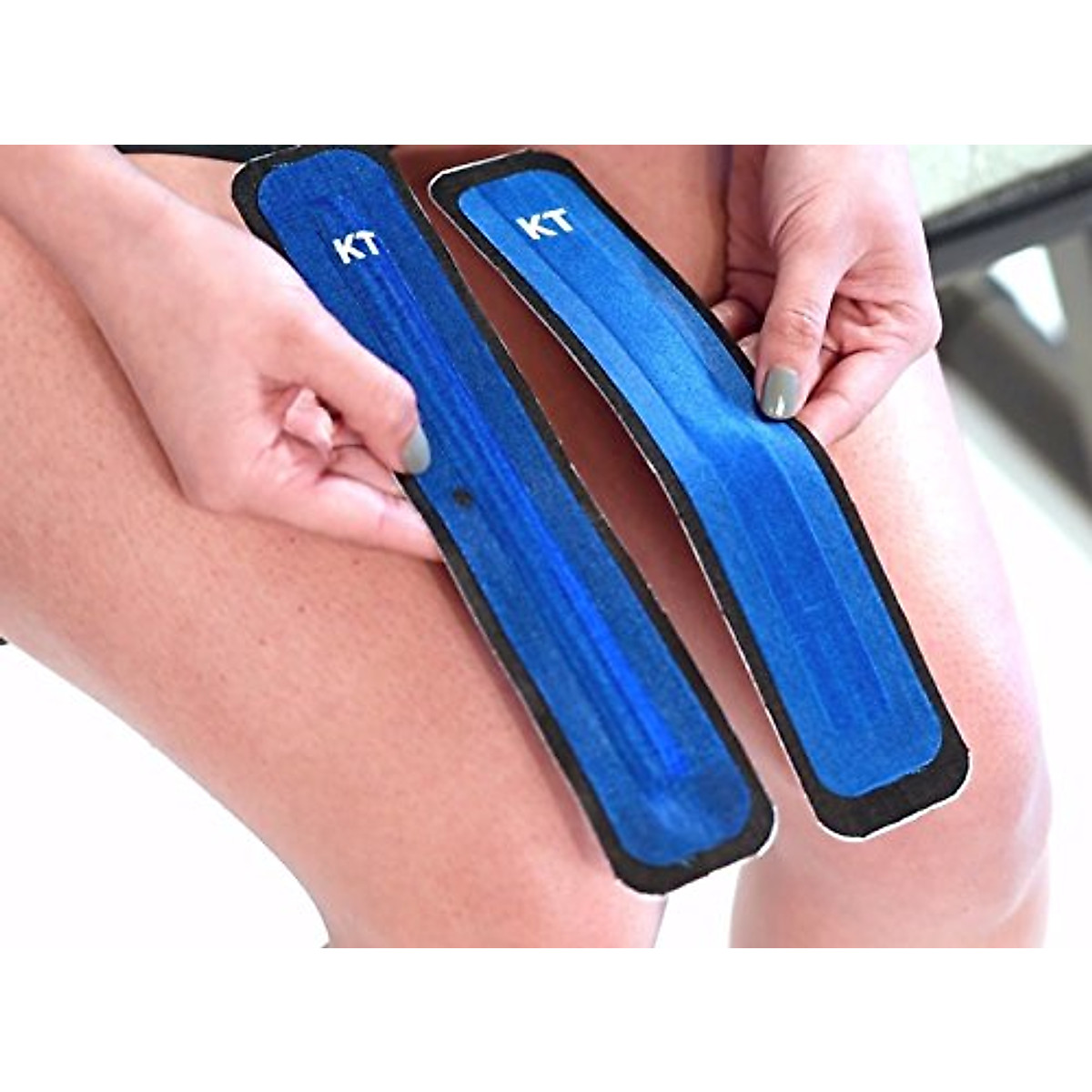 KT Tape KT Flex Reinforced Adhesive Strips for Knees, 8 Pack, 10" Precut Strips, Blue