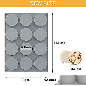 2PCS 12Cavity Cylinder Silicone Mold/Round Soap Molds Handmade Shower Steamer Molds for Bath Bombs,Shower Tablets, Lotion Bars ,Beeswax,Candles